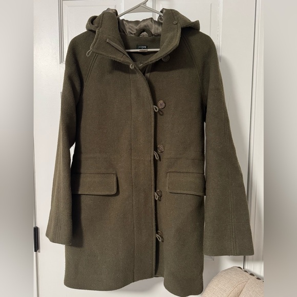 J. Crew | Jackets & Coats | J Crew Womens Olive Green Wool Blend Coat ...